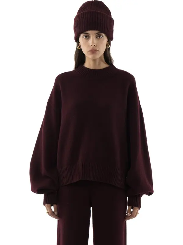 Arakii Knitted Merino Wool Sweater - Burgundy