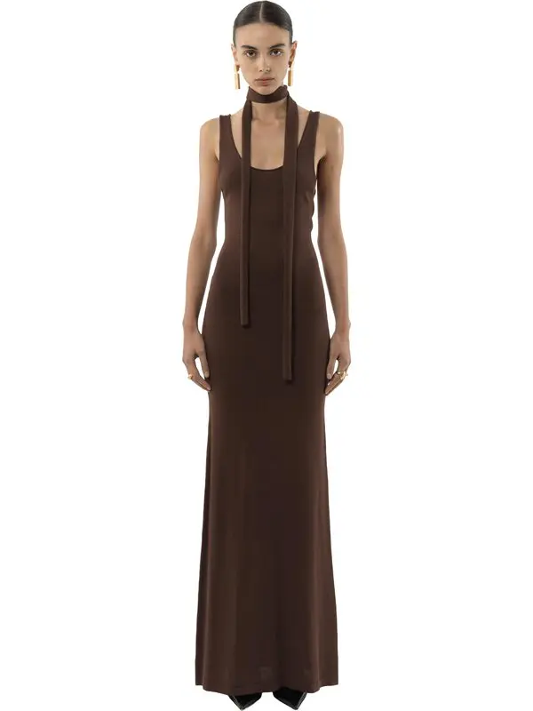 Arakii Moment Scarf Maxi Dress - Brown