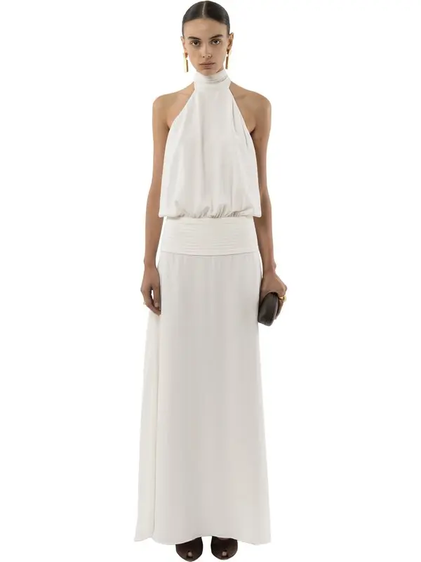 Arakii Deep Back Halter Maxi Dress - Off-white
