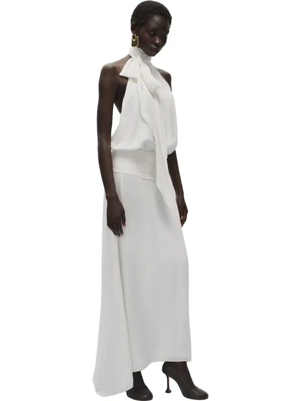 Arakii Deep Back Halter Maxi Dress - Off-white