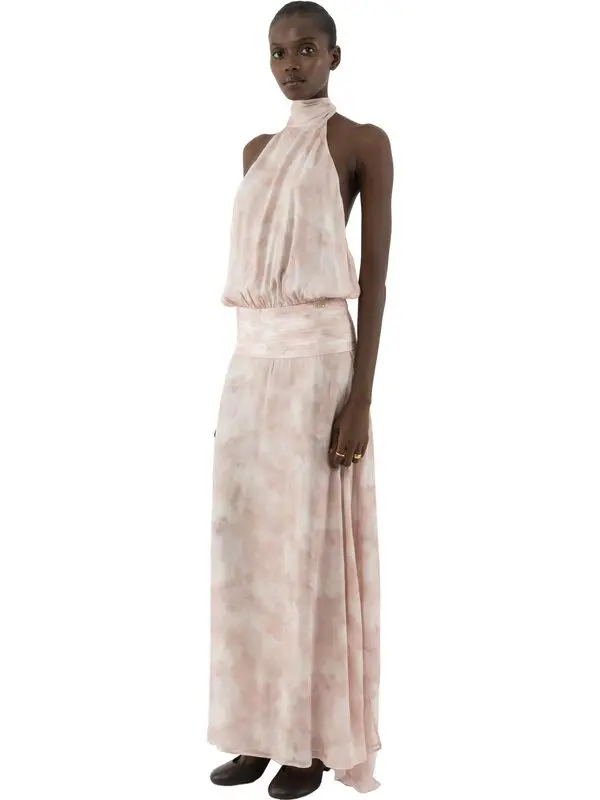 Arakii Deep Back Halter Maxi Dress - Print
