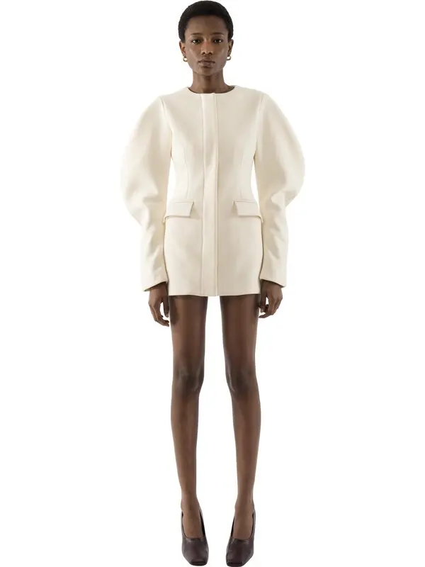 Arakii Sculpted Blazer Mini Dress - Creme White