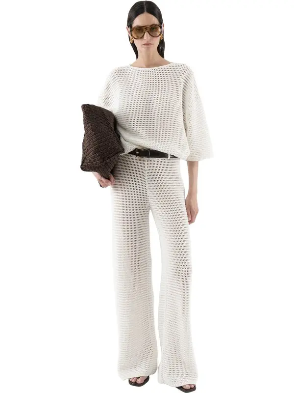 Arakii Crochet Straight Leg Pants - Off-white