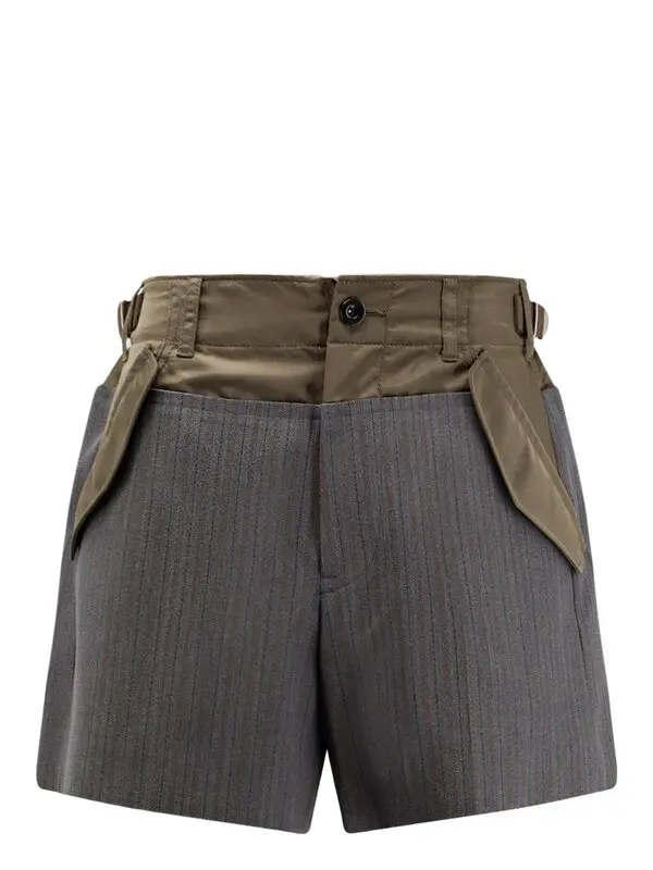 Sacai Wool Shorts With Nylon Details - Grey