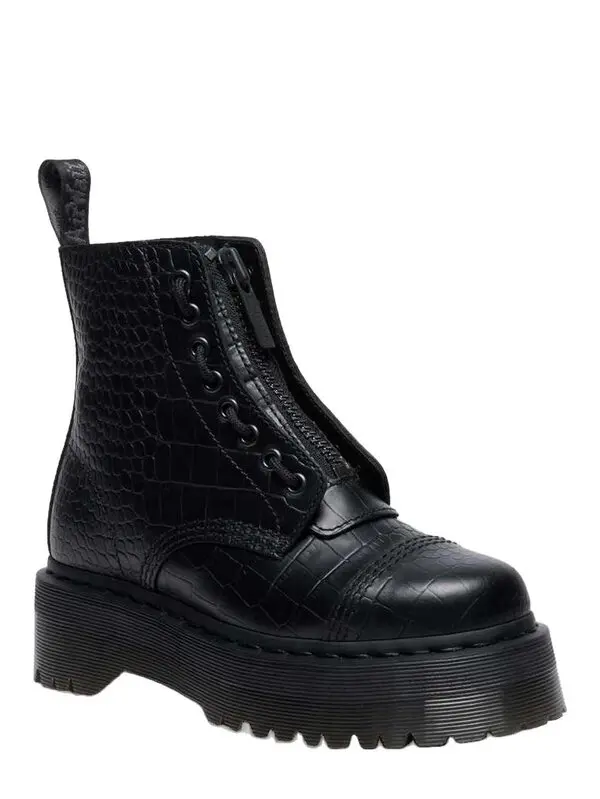 Dr. Martens Sinclair Croc Emboss Leather Boots - Black