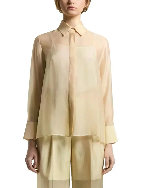 Peserico Sheer-panel Collared Shirt - Neutrals