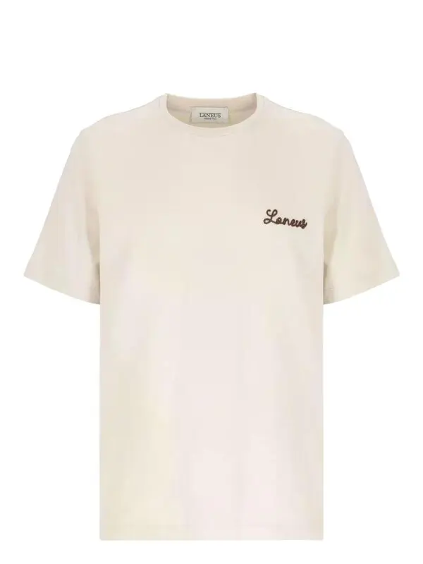 LANEUS Embroidered-logo T-shirt - Neutrals