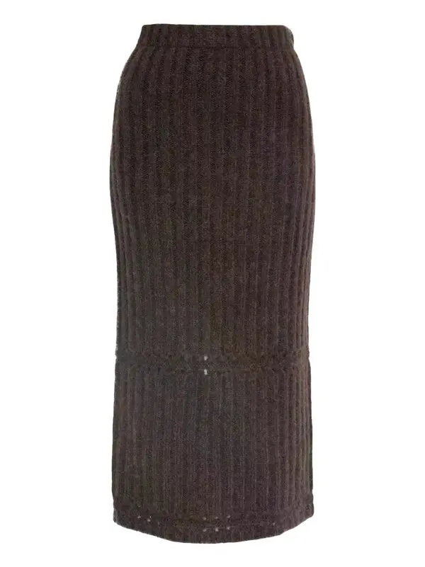 BY MALENE BIRGER Ribbed Knit Midi Skirt - Brown