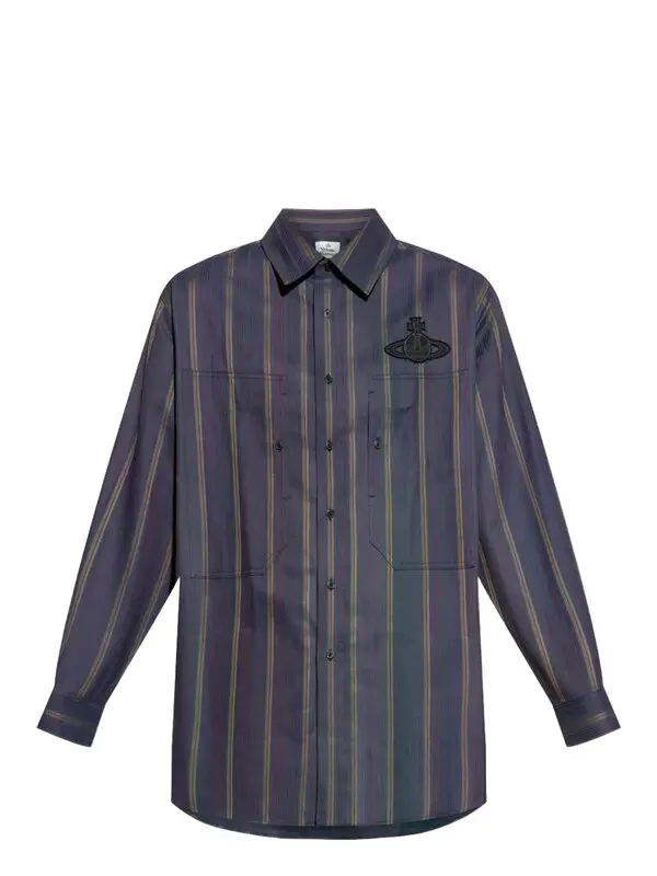 VIVIENNE WESTWOOD Orb-embellishment Stripe-pattern Shirt - Purple