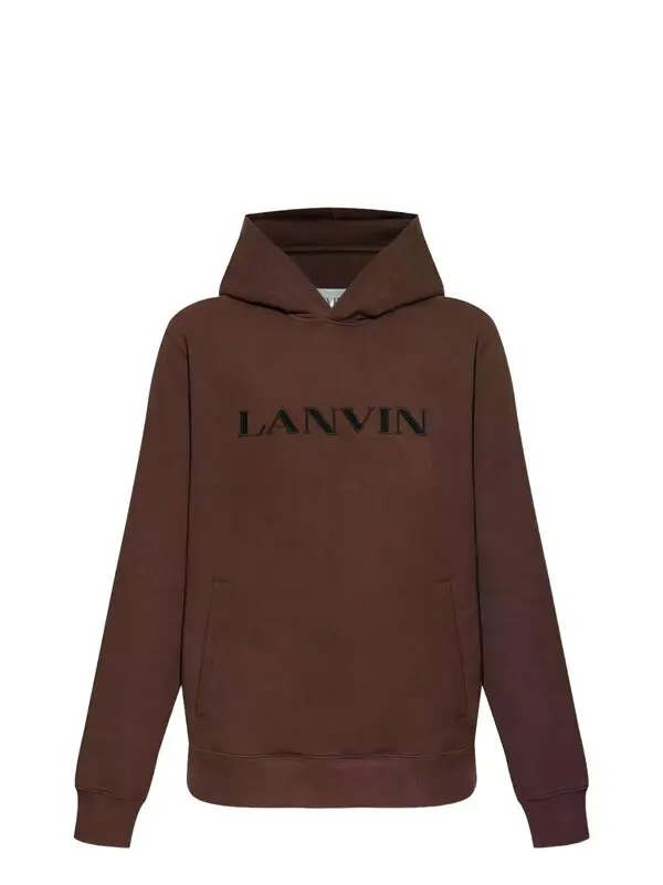 LANVIN Logo-embroidered Hoodie - Brown