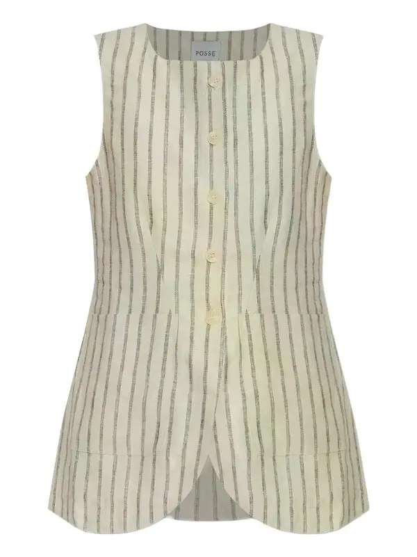Posse Pinstripe Sleeveless Waistcoat - Neutrals