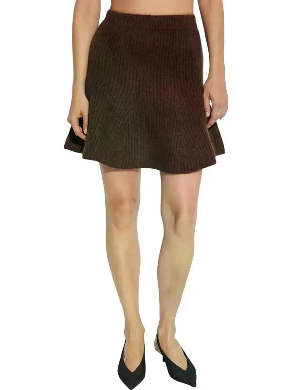 BY MALENE BIRGER Ribbed Knit Mini Skirt - Brown