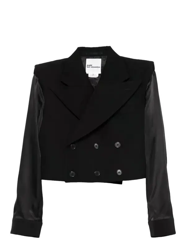 Noir Kei Ninomiya Double-breasted Jacket With Satin Sleeves - Black