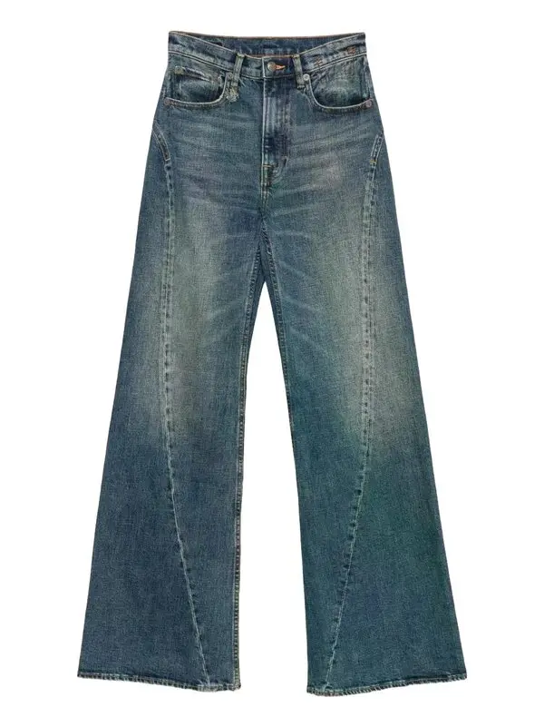 R13 Panelled Flared Jeans - Blue