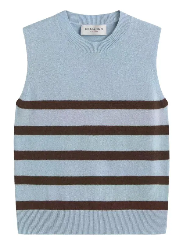 ERMANNO FIRENZE Stripe-pattern Sleeveless Tank Top - Blue