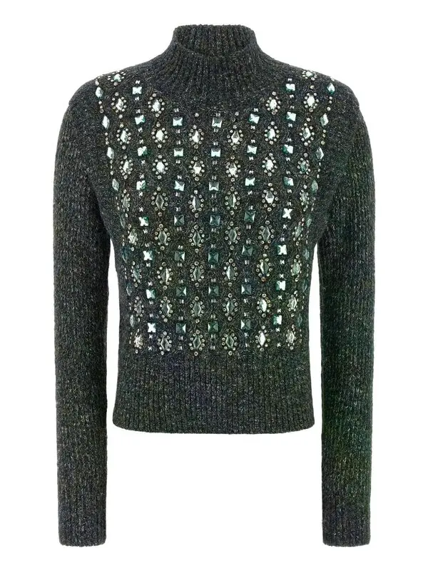 Pinko Embellished Turtleneck Sweater - Grey