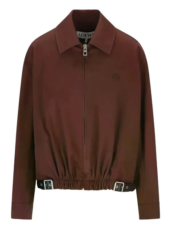 Loewe Zip-front Jacket With Buckled Hem - Brown