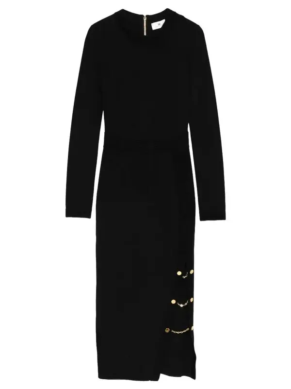 Elisabetta Franchi Chain-embellished Ribbed Dress - Black