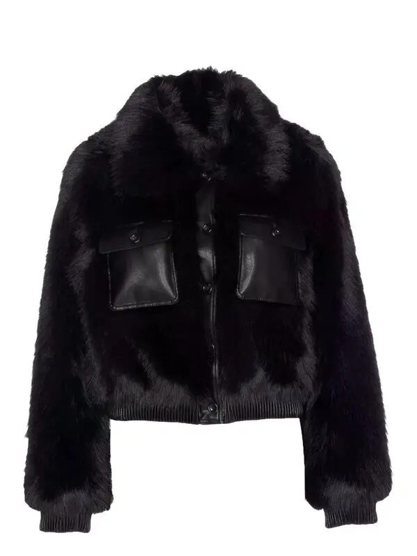 Liu Jo Faux-fur Cropped Jacket - Black