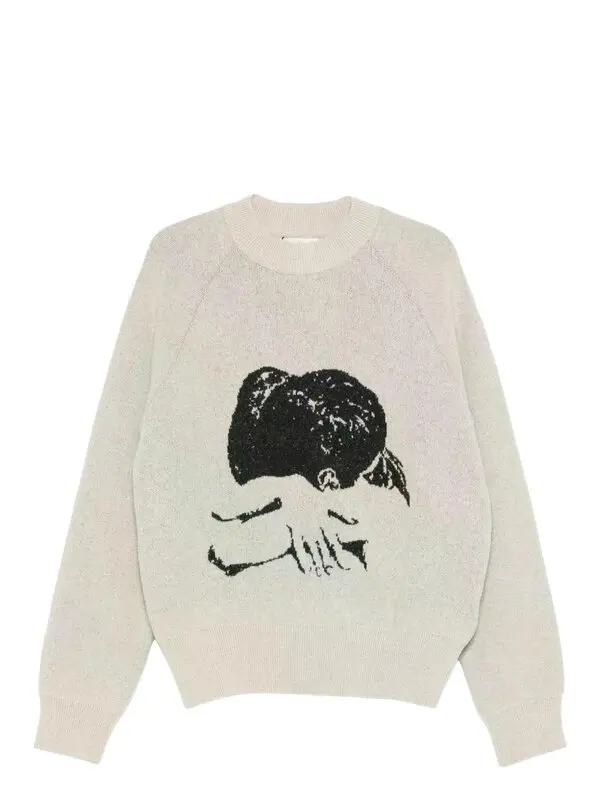 CARNE BOLLENTE Intarsia-knit Crew-neck Sweater - Neutrals