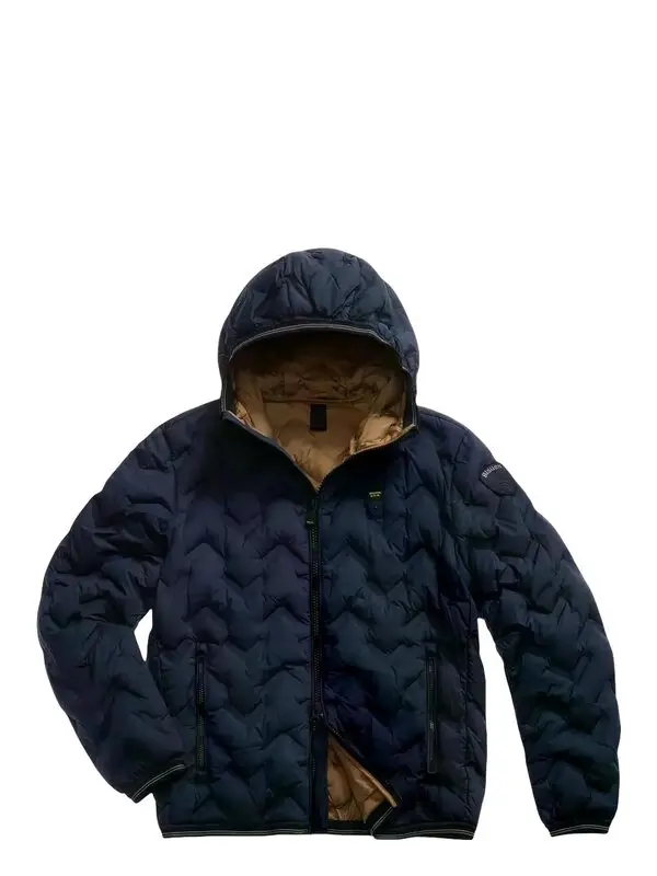 BLAUER. Chevron-quilted Hooded Jacket - Blue