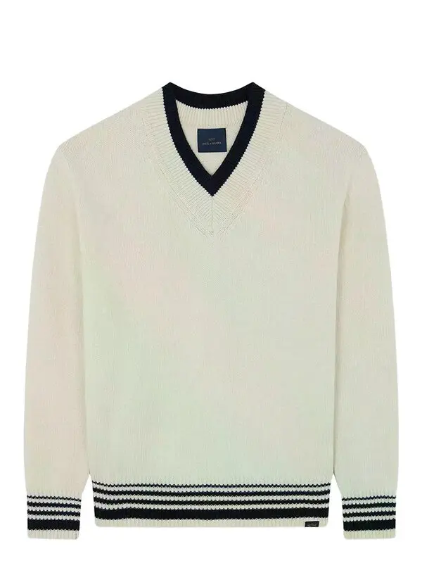 Paul & Shark V-neck Wool Blend Sweater - White
