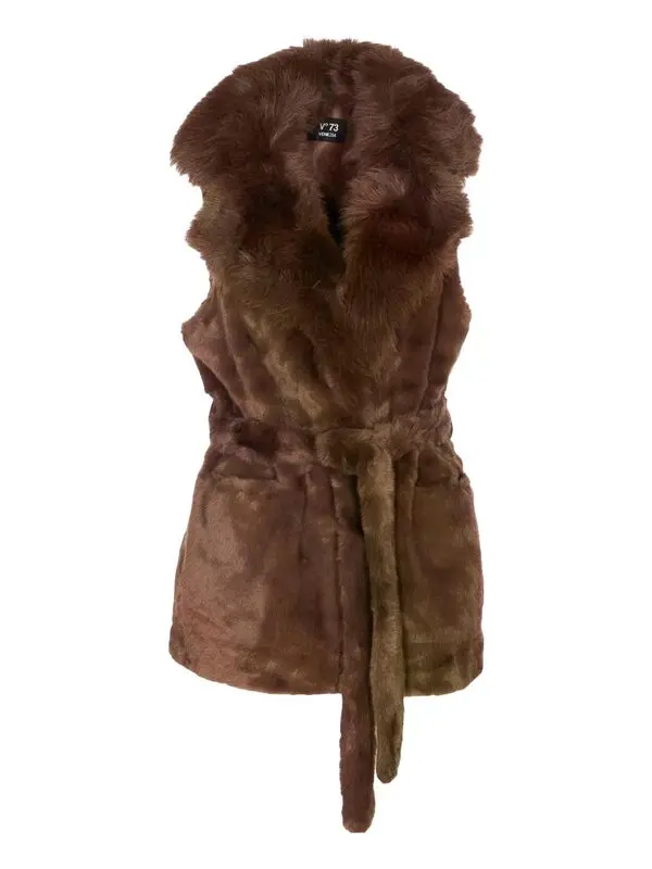V°73 Faux-fur Belted Jacket - Brown