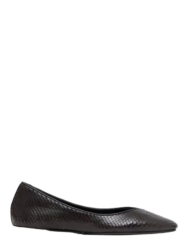 Jacquemus Oval Snakeskin-effect Leather Ballet Flats - Brown