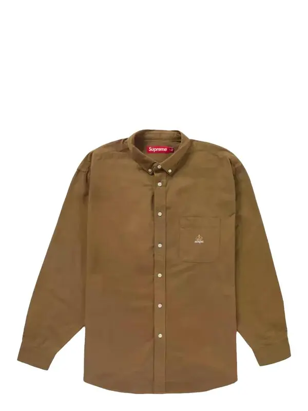 Supreme Logo-embroidered Flannel Shirt - Brown