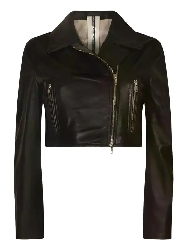 SWORD 6644 Cropped Leather Jacket - Black