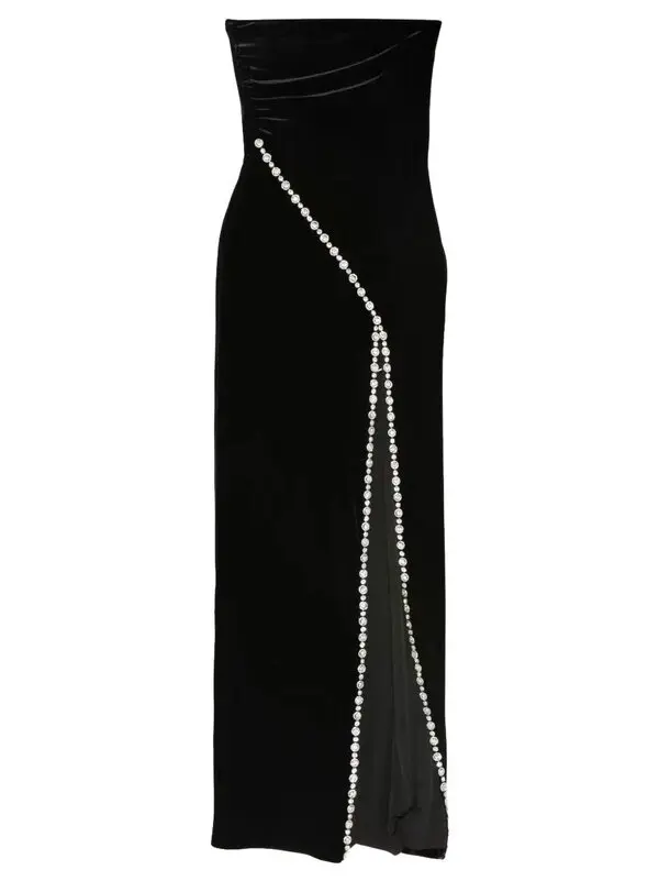 NISSA Crystal-embellished Velvet Maxi Dress - Black