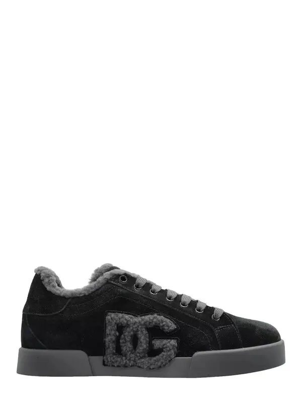 Dolce & Gabbana Logo-appliqué Suede Trainers - Black