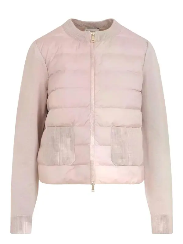 Moncler Wool-panel Quilted Jacket - Pink