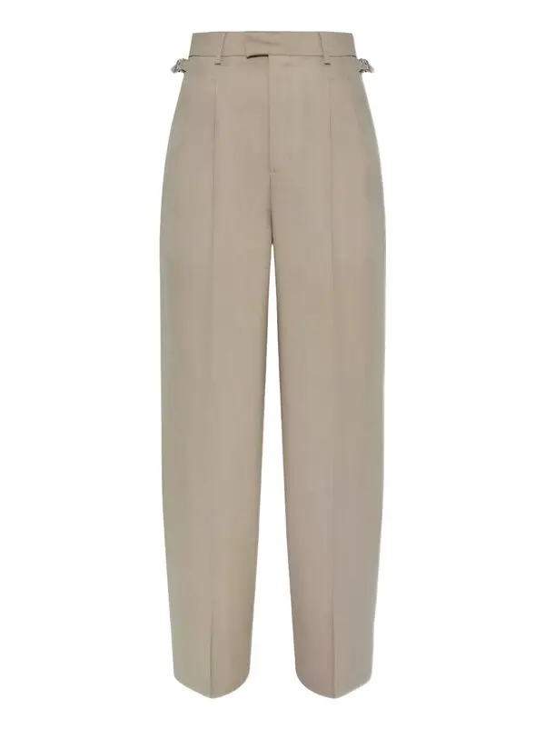 Ami Pleated Buckle-fastening Trousers - Neutrals