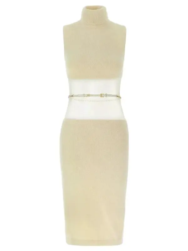 Elisabetta Franchi Turtleneck Midi Dress - White