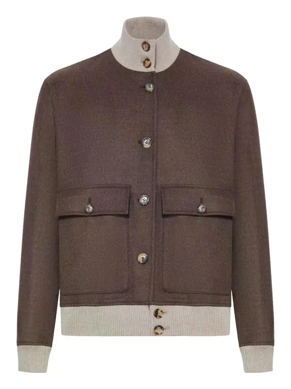 Brunello Cucinelli Double Wool Flannel Bomber Jacket - Brown