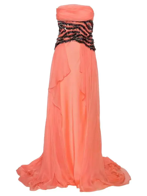 GEMY MAALOUF Embellished Layered Maxi Dress - Pink