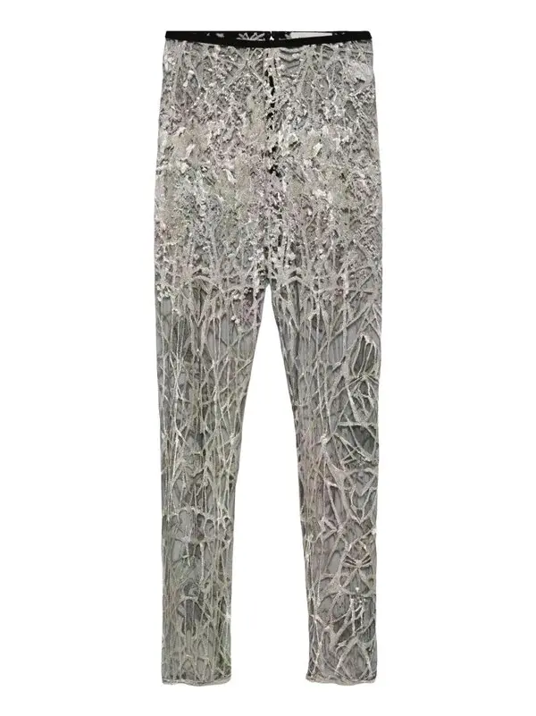 GEMY MAALOUF Lace-pattern Metallic Leggings - Silver