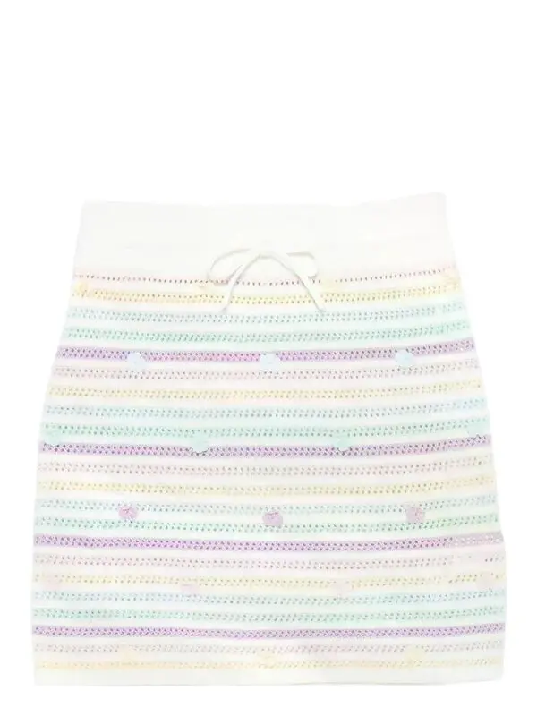 Casablanca Striped Floral-embellished Mini Skirt - White