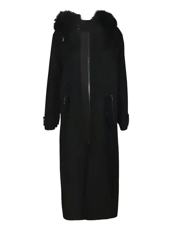 P.a.r.o.s.h Fur-trimmed Hooded Coat - Black