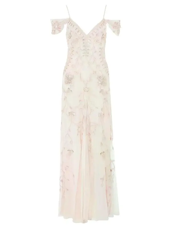TEMPERLEY LONDON Lilly Embellished Off-shoulder Gown - Neutrals