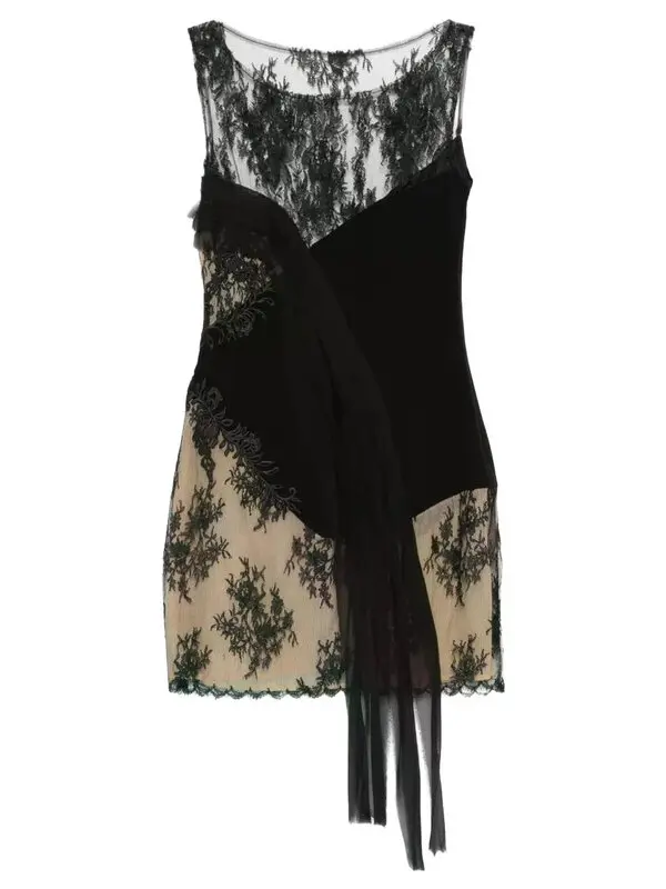 GEMY MAALOUF Lace-paneled Minidress - Black
