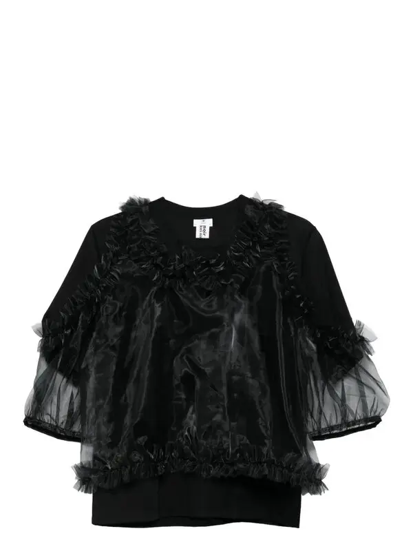 Noir Kei Ninomiya Ruffled Overlay Top - Black