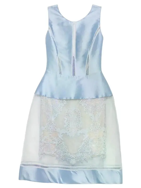 GEMY MAALOUF Lace-insert Satin Mini Dress - Blue