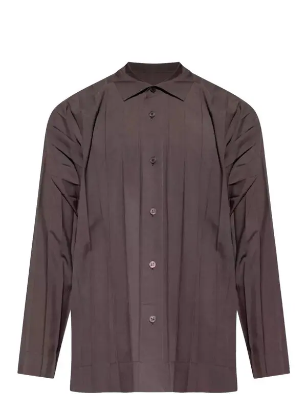 Issey Miyake Edge Pleated Long-sleeve Shirt - Brown