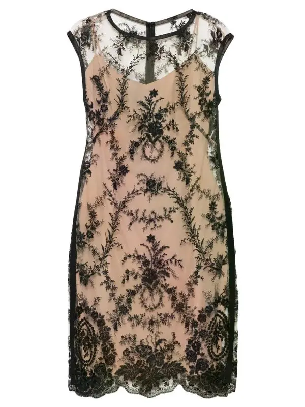 GEMY MAALOUF Floral-lace Mini Dress - Neutrals