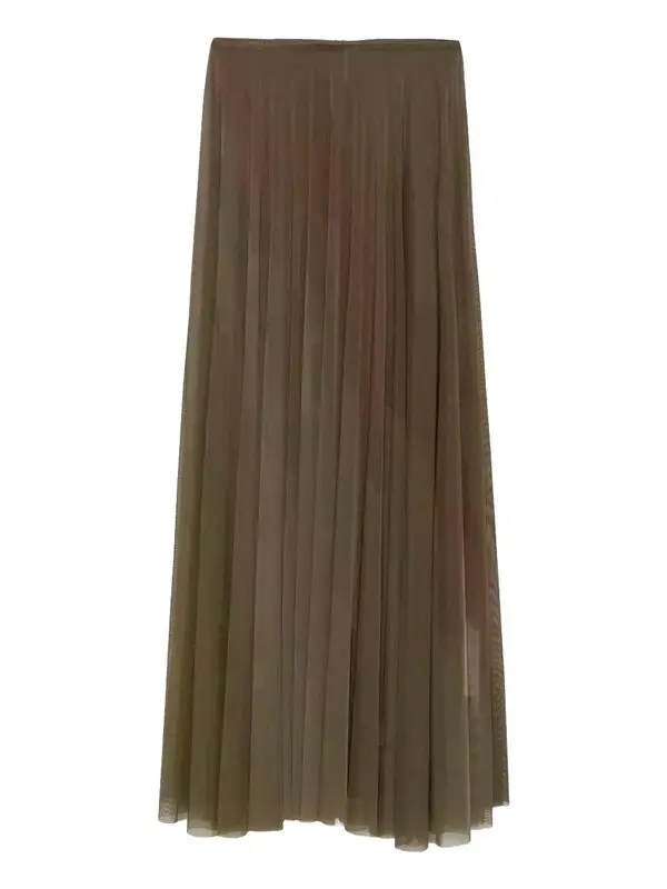 Norma Kamali Pleated Mesh Long Skirt - Brown