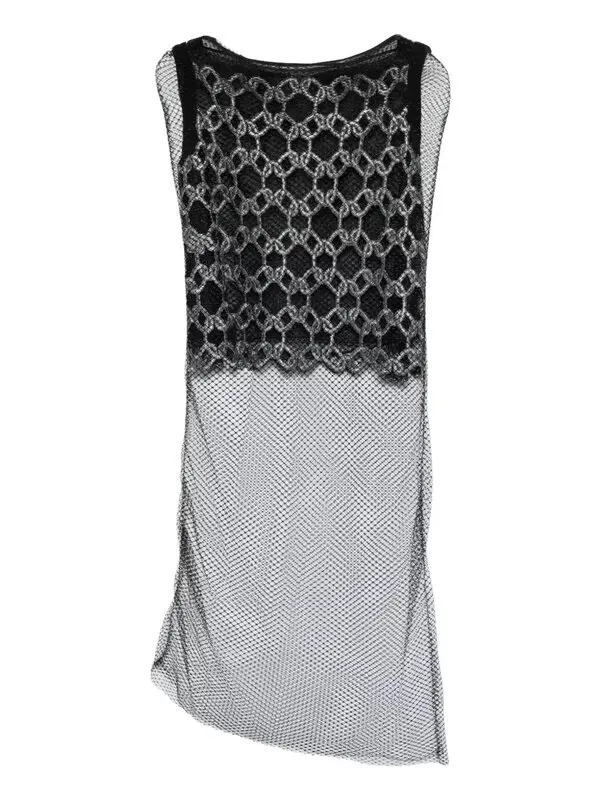 GEMY MAALOUF Geometric Pattern Mesh Top - Silver
