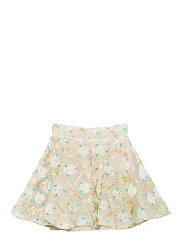GEMY MAALOUF Floral Embroidered Miniskirt - Neutrals