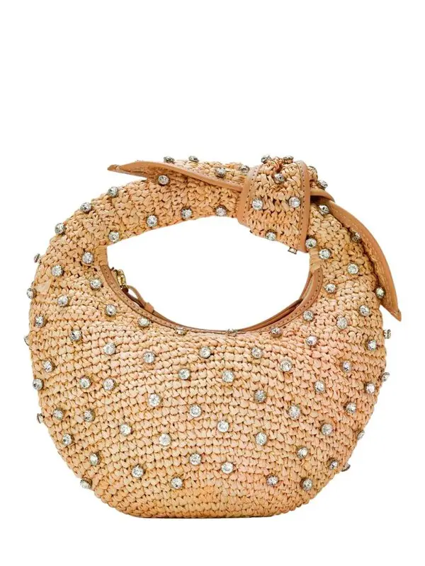 Poolside Crystal-embellished Raffia Tote Bag - Brown